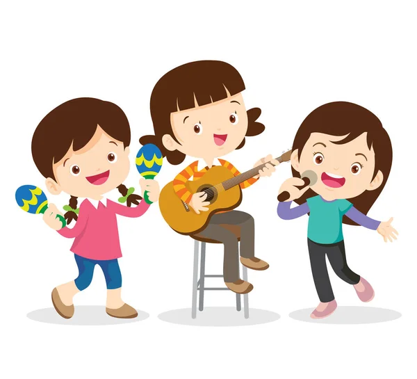 Music Kids Play Music Concept Music School Cartoon Dancing Kids Stock ...