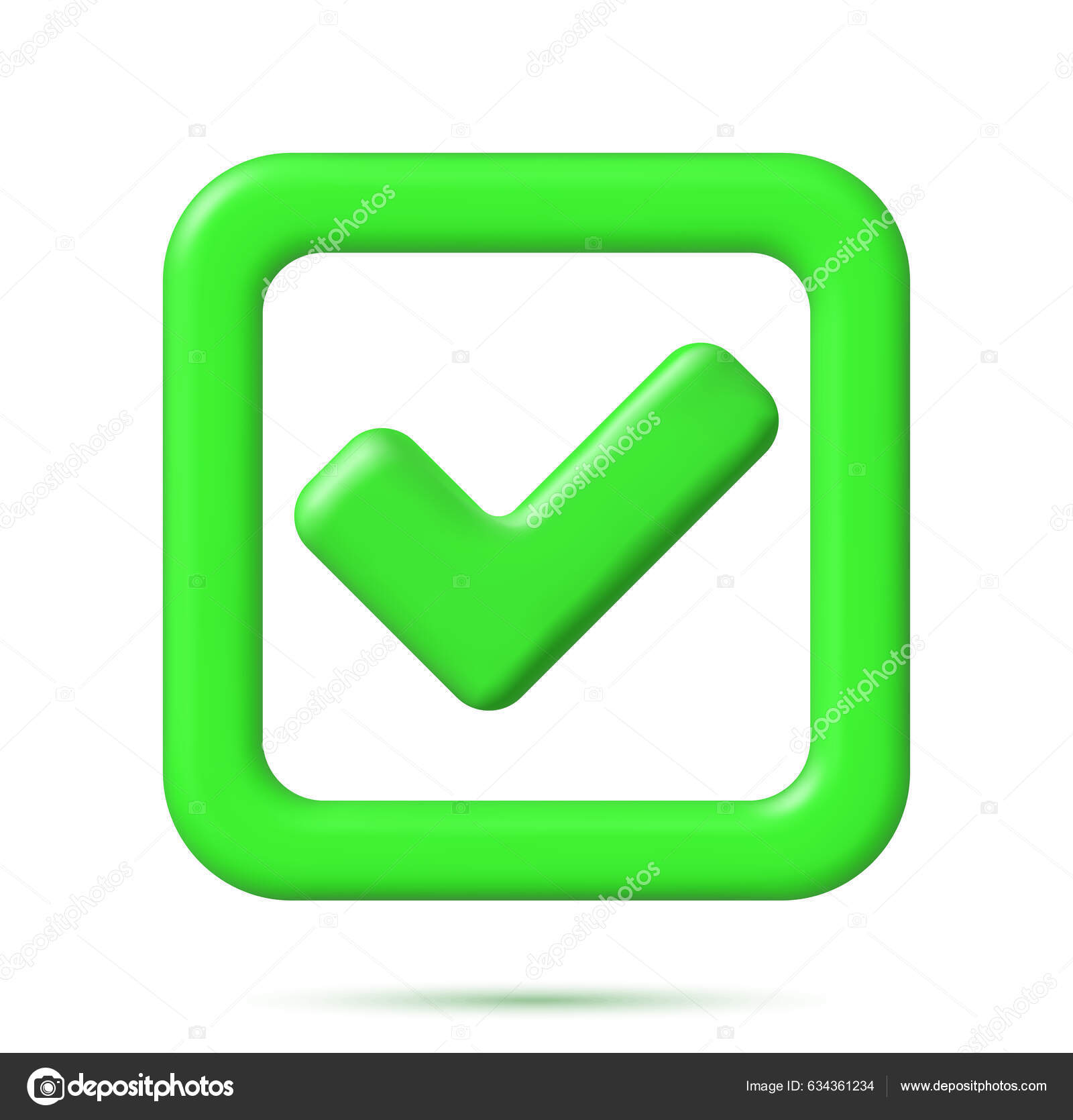 Right Button Square Shape Green Yes Correct Sign Render Green Stock ...