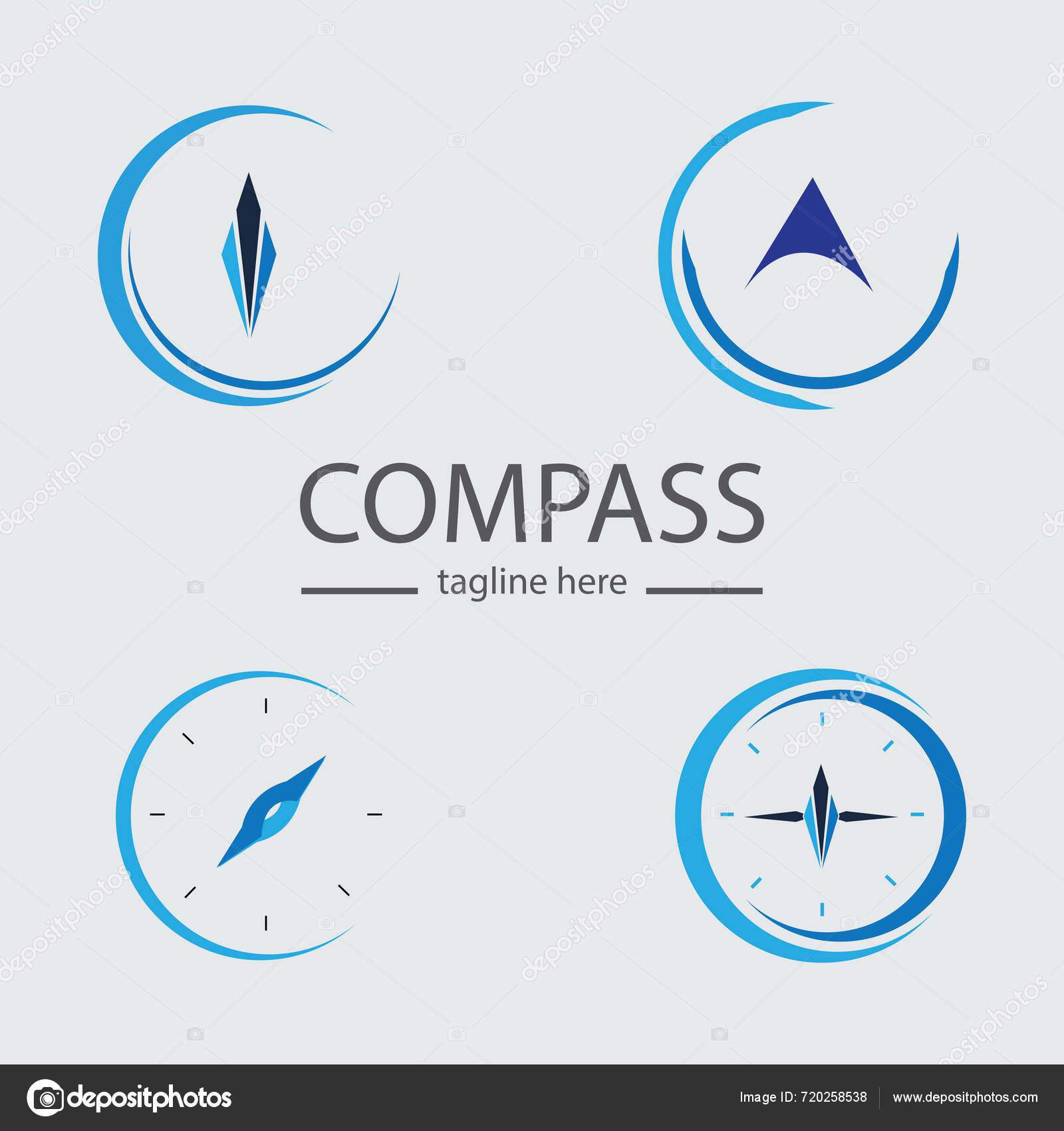 Simple Compass Collection Isolated Gray Background — Stock Photo ...