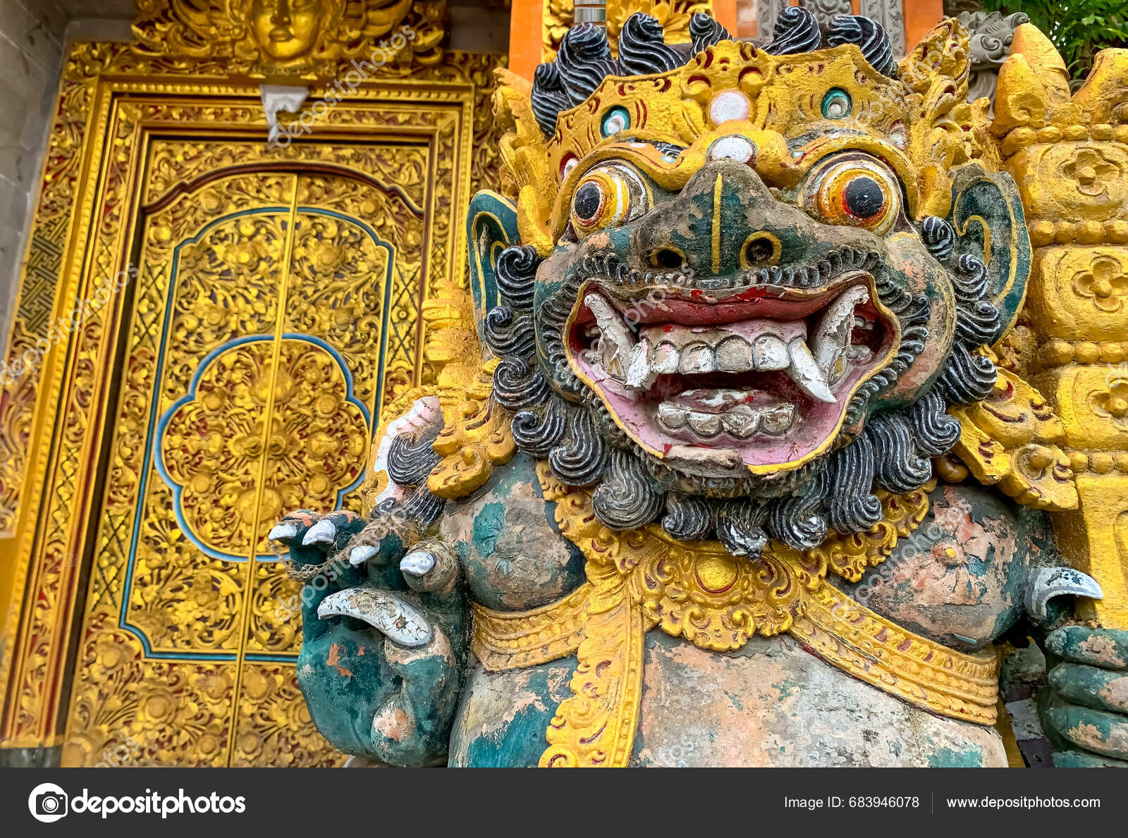 Traditional Old Ancient Balinese Statue Demon Angel Called Barong Bali ...