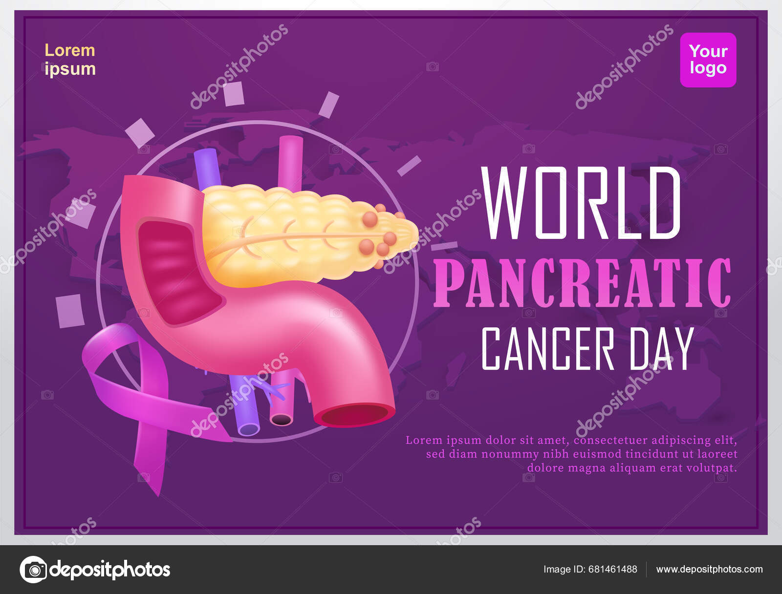 World Pancreatic Cancer Day Pancreatic Cancer Ribbon Element Vector