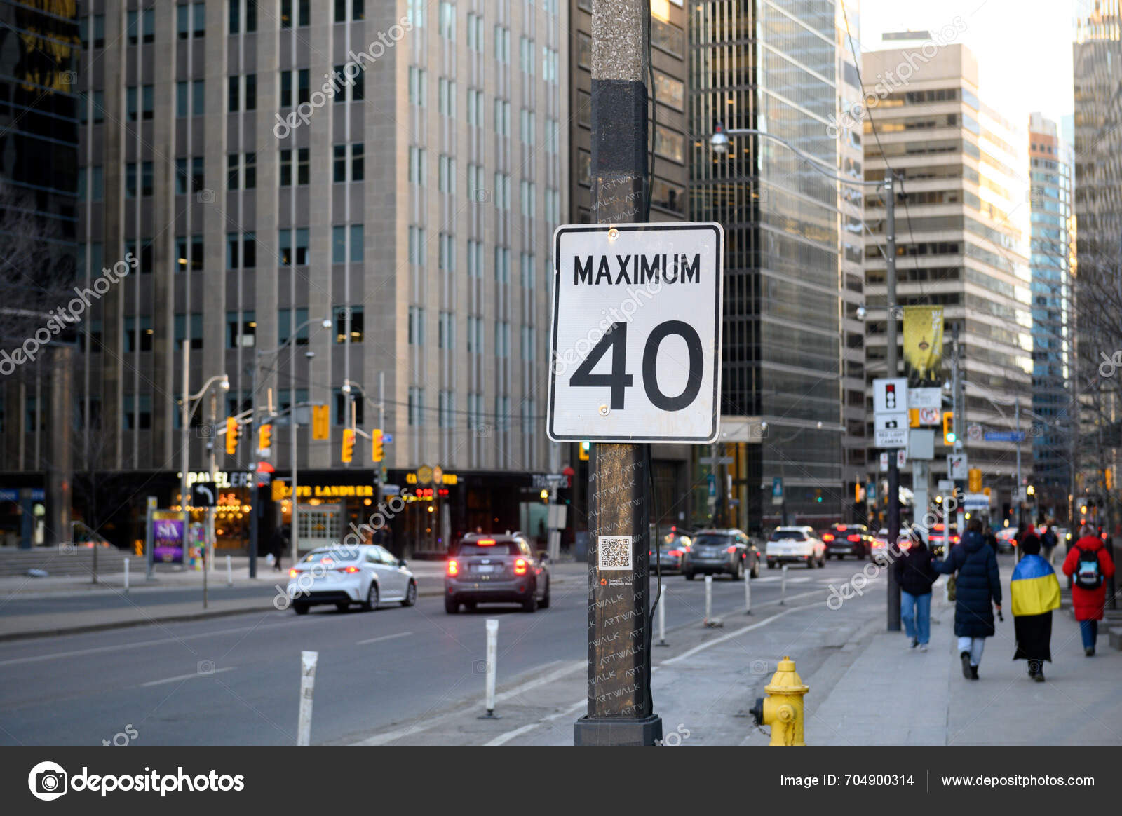 Toronto Canada February 2024 Speed Sign Street Toronto Downtown — Stock ...