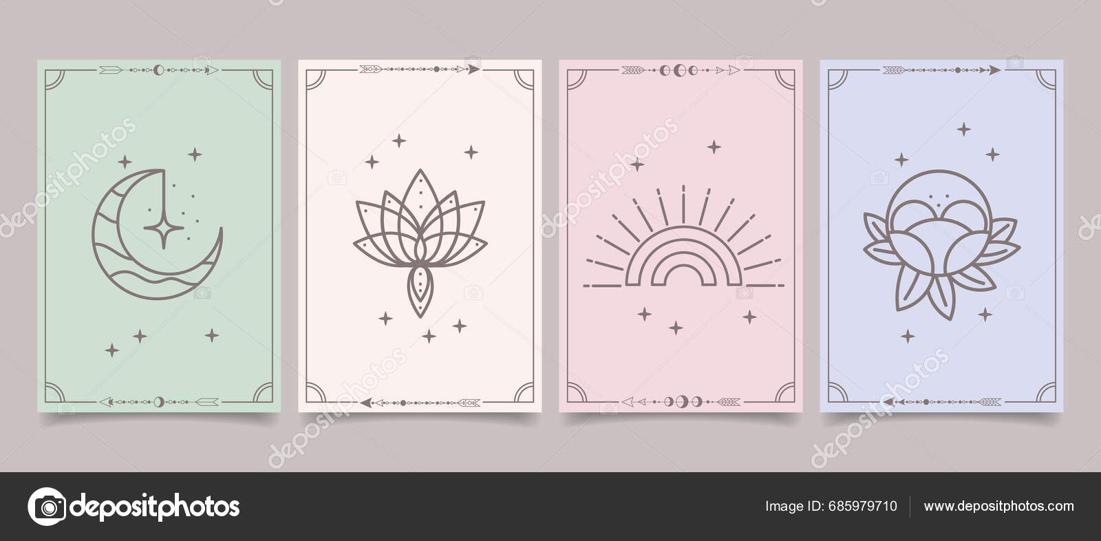 Set Esoteric Mystical Posters Spiritual Symbols Moon Sun Stars ...