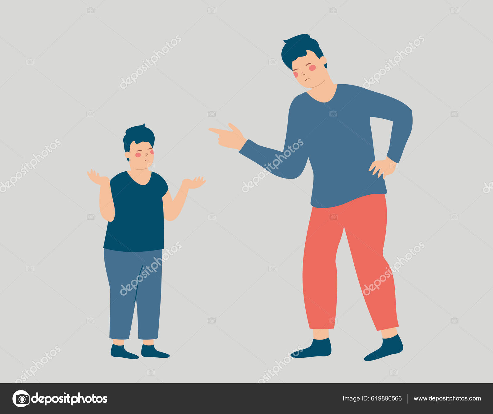 Angry Parent Having Conflict His Boy Furious Father Screaming Yelling ...