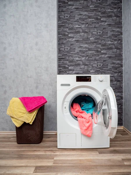 Laundry Room Interior Washing Machine Wall Modern Washing Machine ...