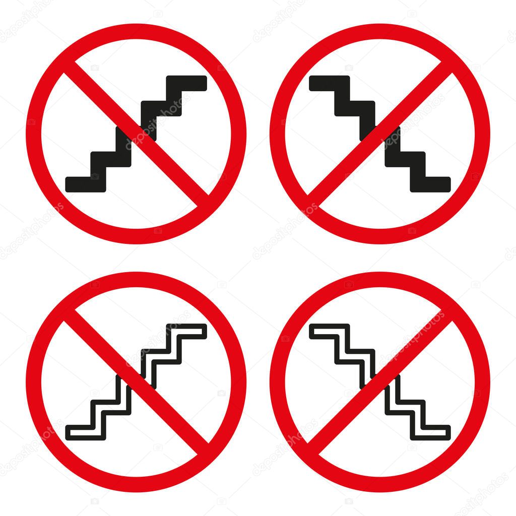Sin símbolos de acceso a la escalera. Escalera prohibida Vector iconos ...