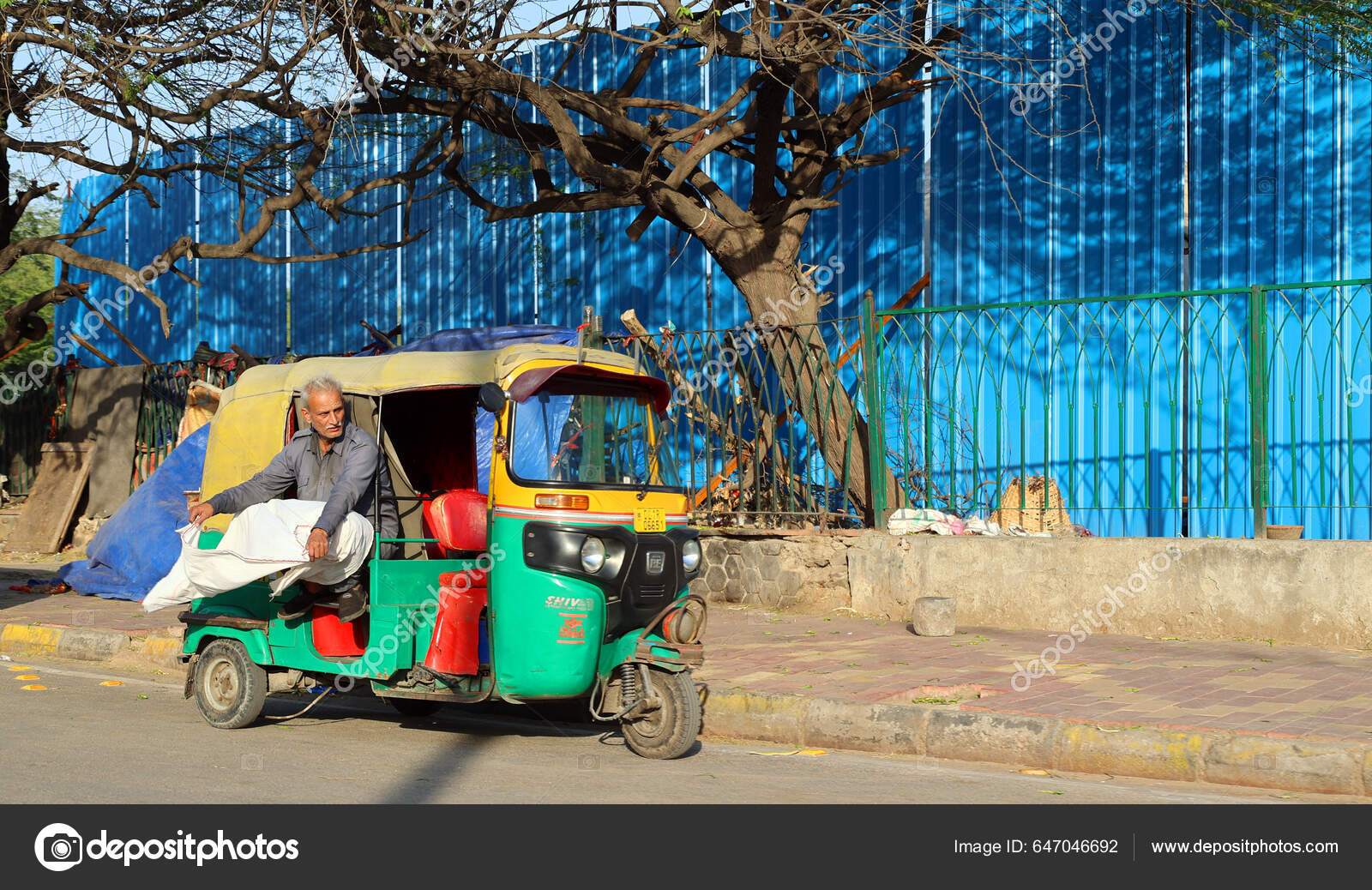 Delhi India 2023 Auto Rickshaw Motorized Version Pulled Rickshaw Cycle ...