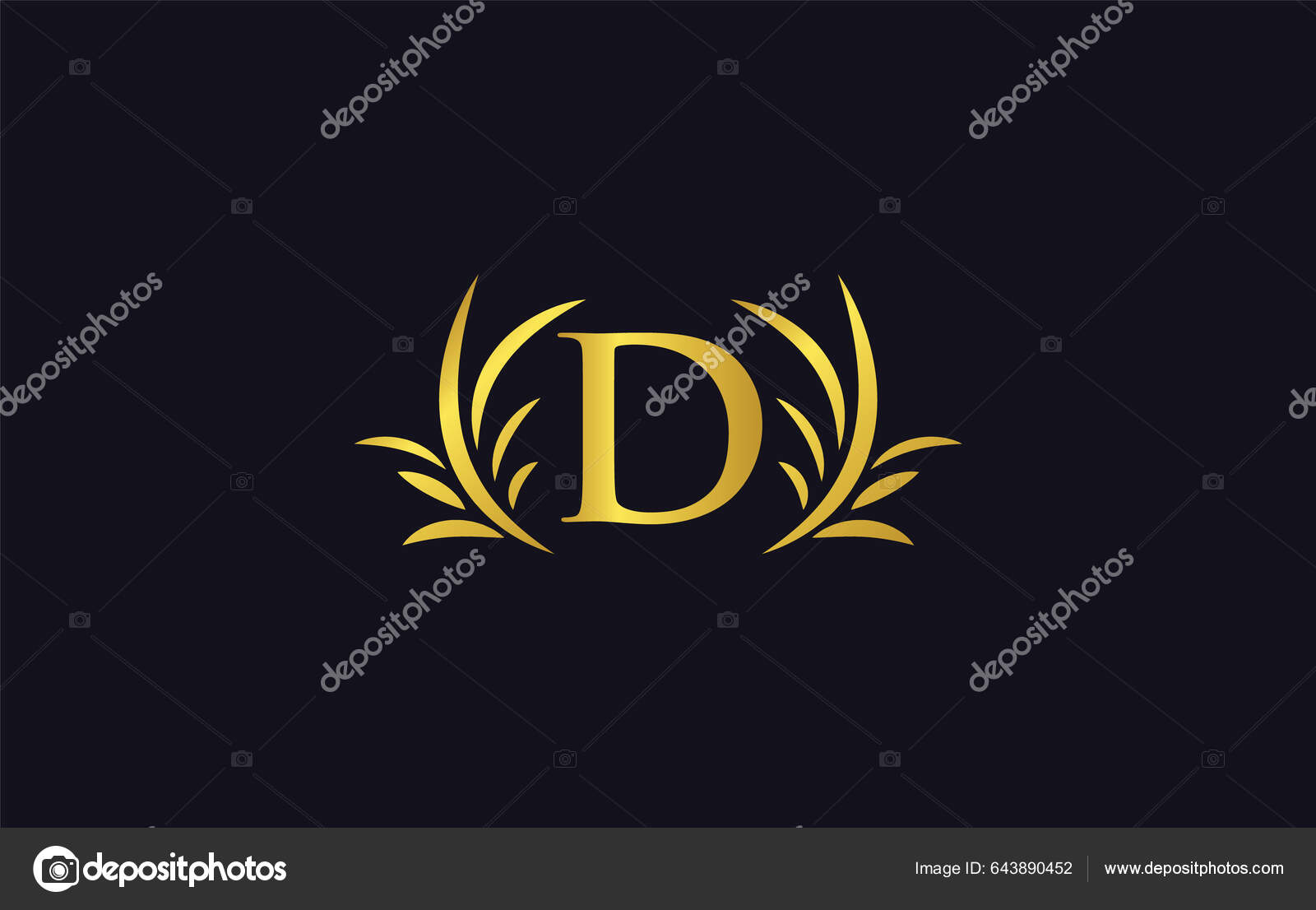 Ouro Laurel Coroa Folha Logotipo Vetor Design Com Letras Alfabetos ...