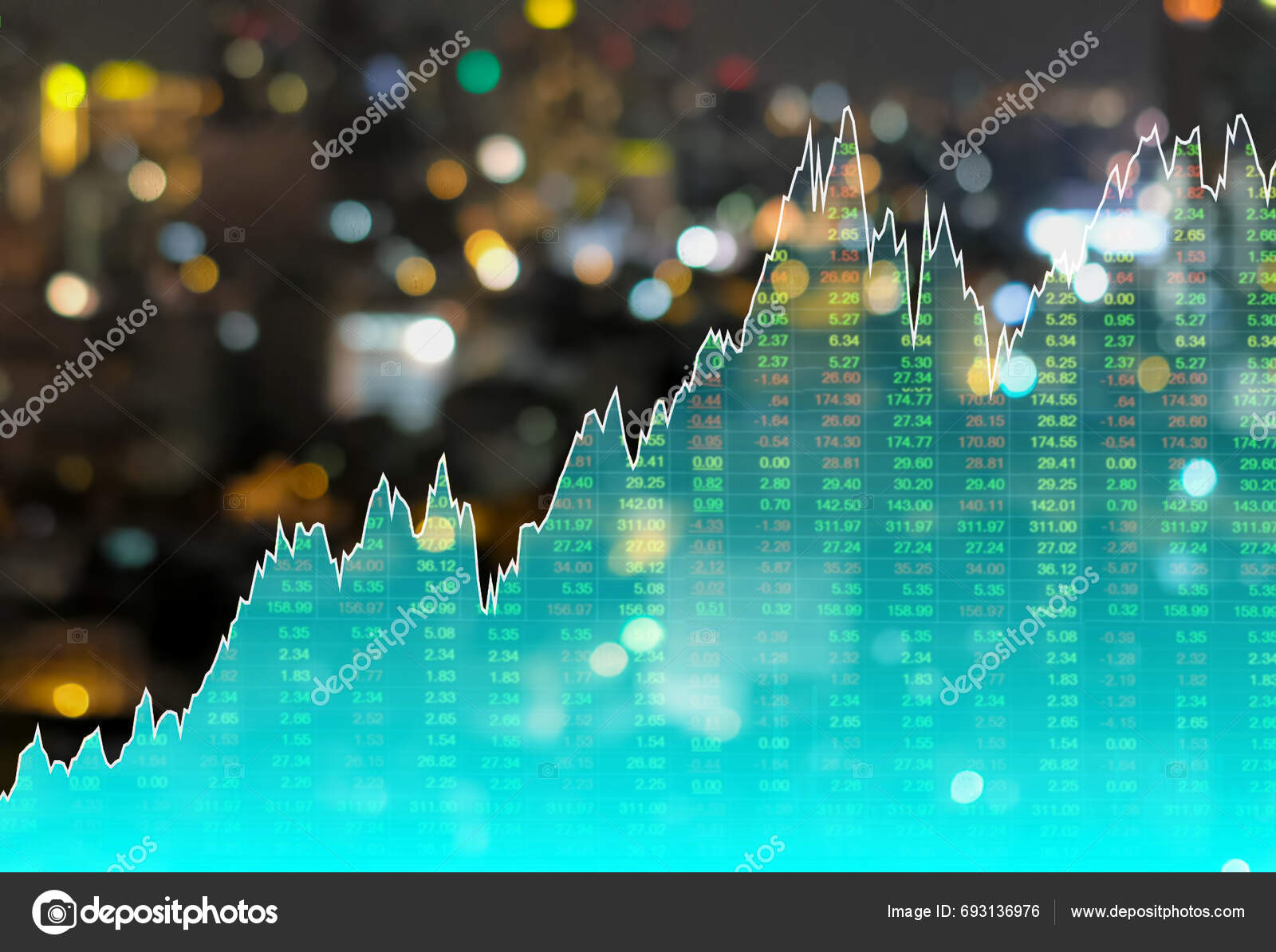 Finance Investment Concept Trend Line Graph Stock Market Chart Volume ...