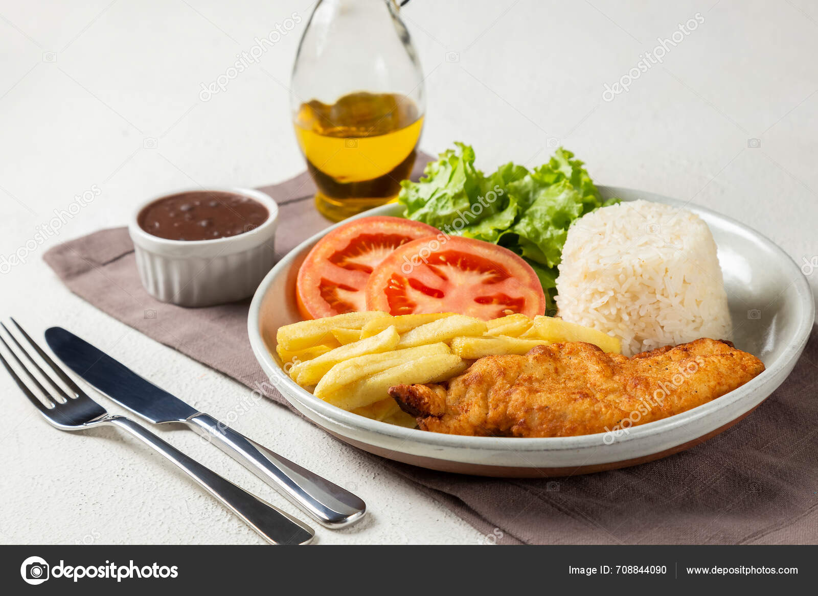 Executive Dish Breaded Fillet Rice Beans Salad — Stock Photo © ws ...