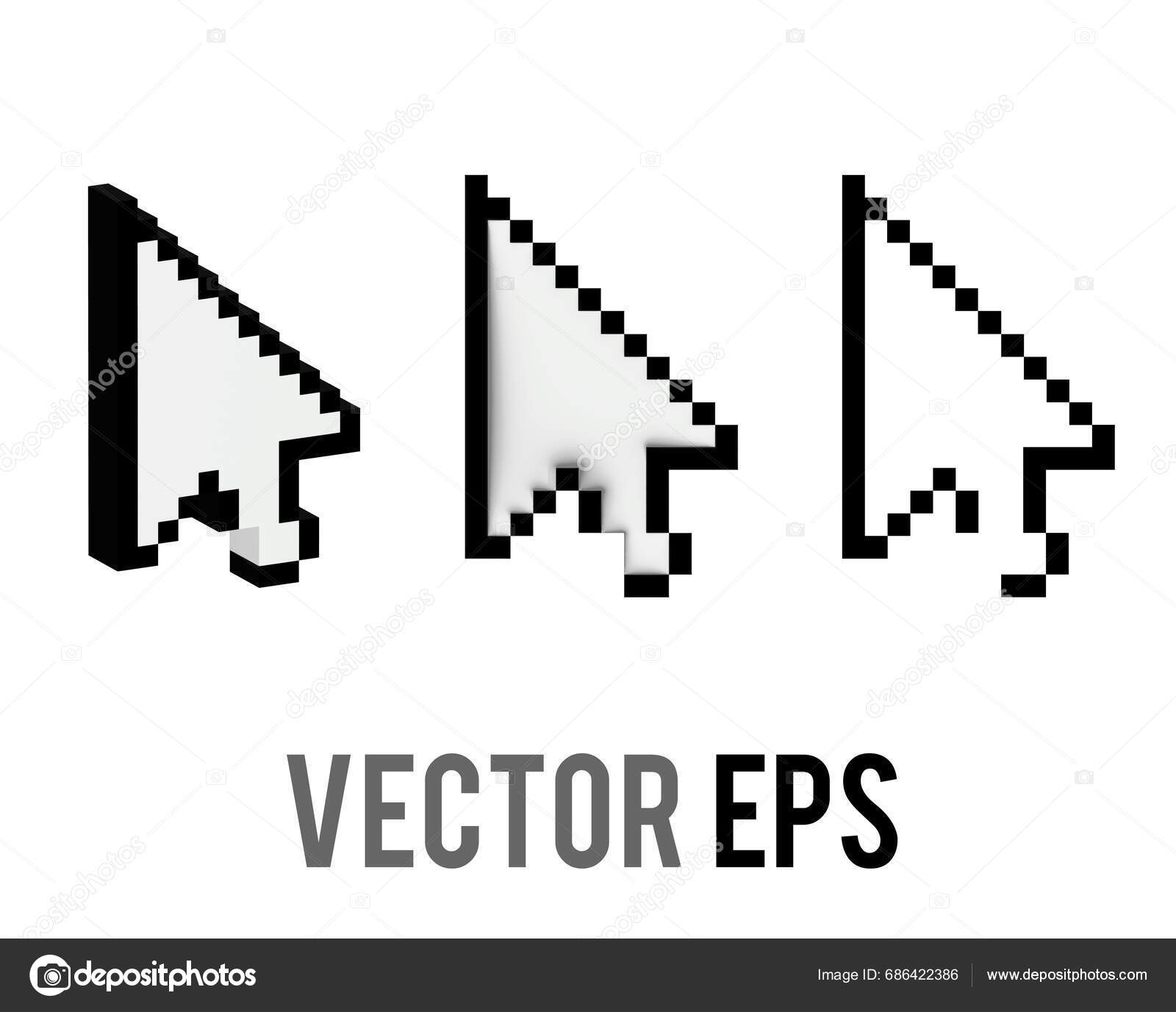 Computer Klassiske Mus Kontrol Pil Markør Pointer Bits Pixelized Ikon ...