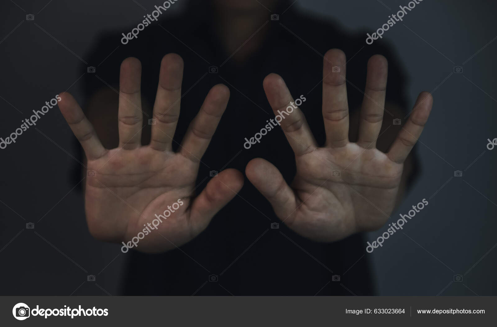 Male Hand Showing Stop Gesture Concept Stop Violence Warning ...