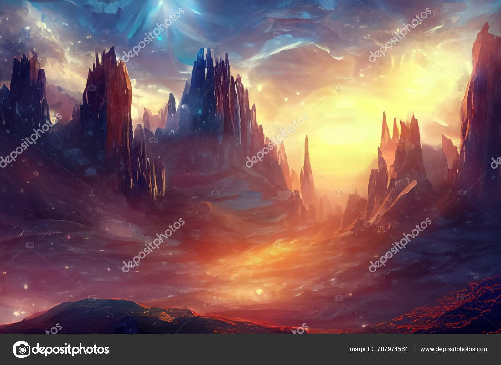 Fantasy World Environment Background Illustration — Stock Photo ...