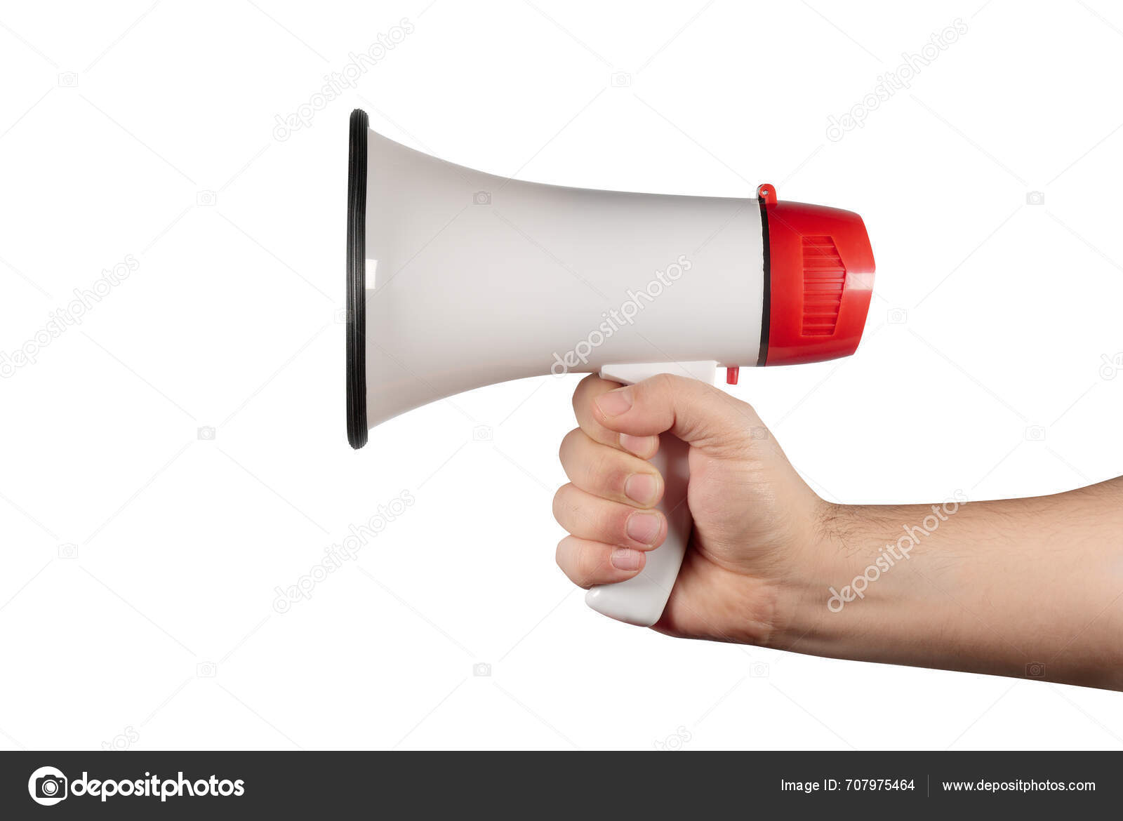 Megáfono Mano Aislado Vista Lateral Blanca — Foto de stock #707975464 ...