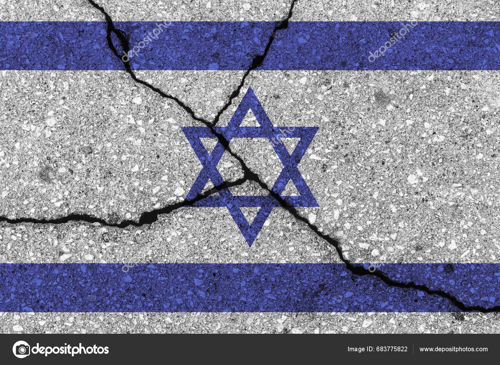 Israel Flag Cracked Concrete Wall Concept Crisis Default Economic ...