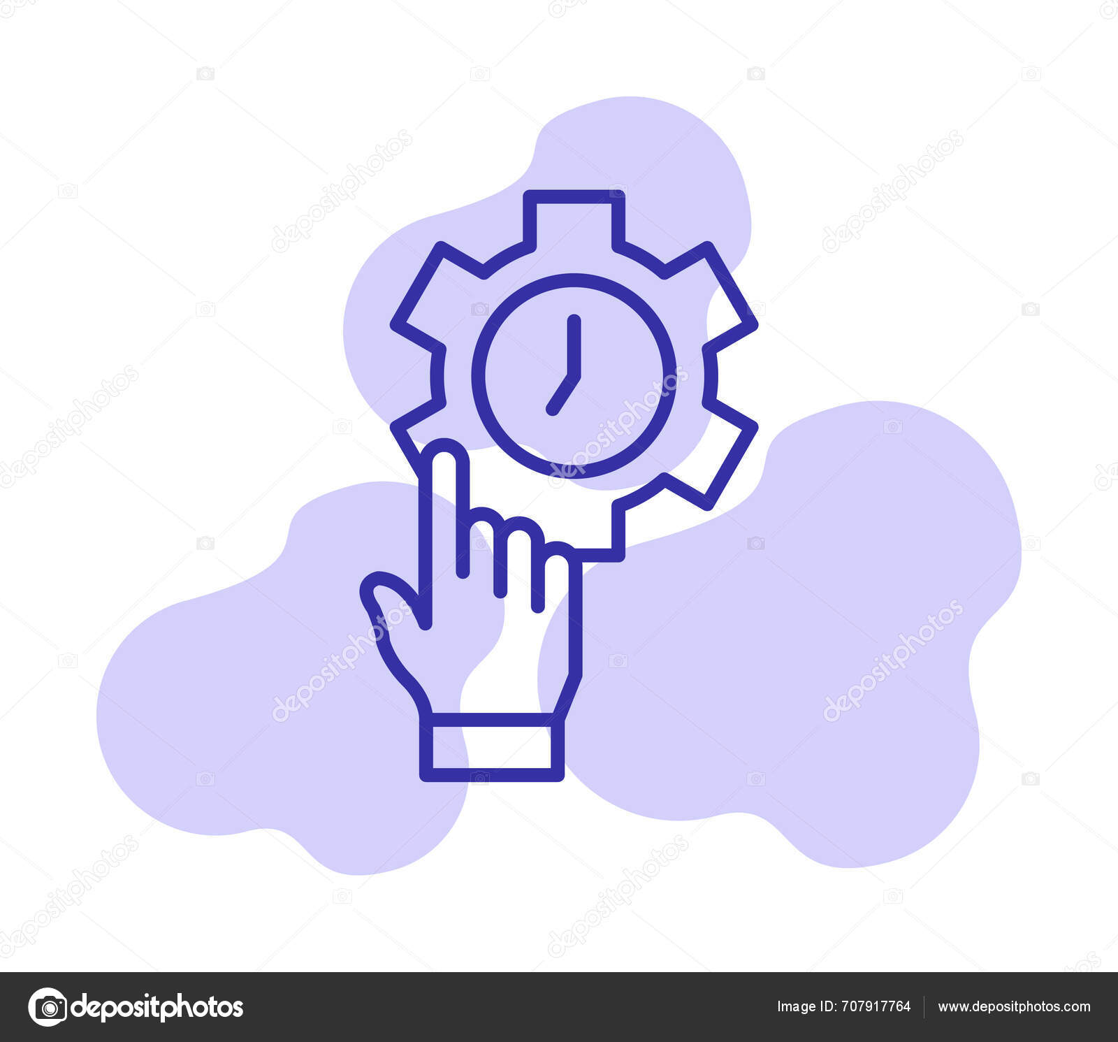 Hand Gear Shaped Clock Time Management Concept Vector Illustration ...