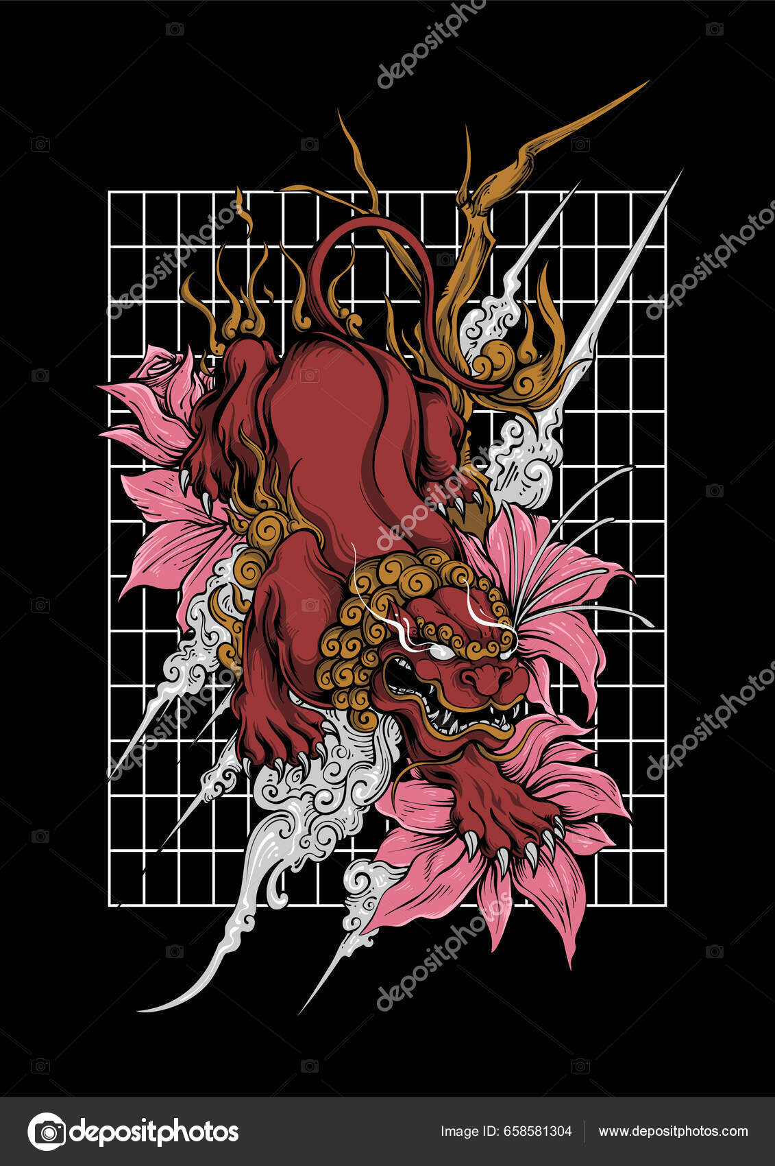 Shishi Flower Illustration Vector Apparel Streetwear Design Stock ...