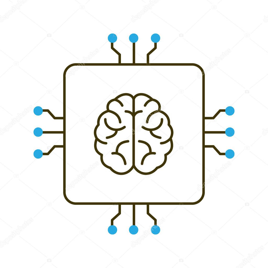 Red neuronal y AI Cerebro Vector Icono Diseño, AI cerebro, redes ...