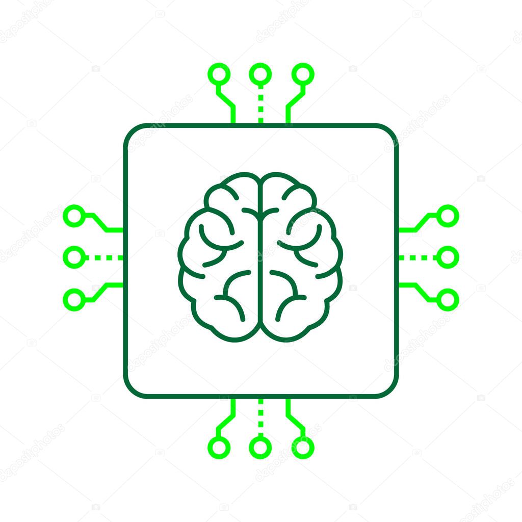 AI Cognitive Brain and Neural Network Vector Icon Design, machine ...