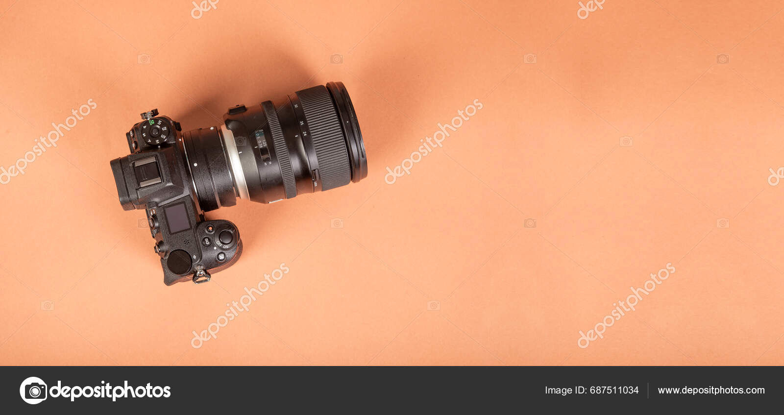 Digital Mirrorless Camera Background Top View — Stock Photo © stockyme ...