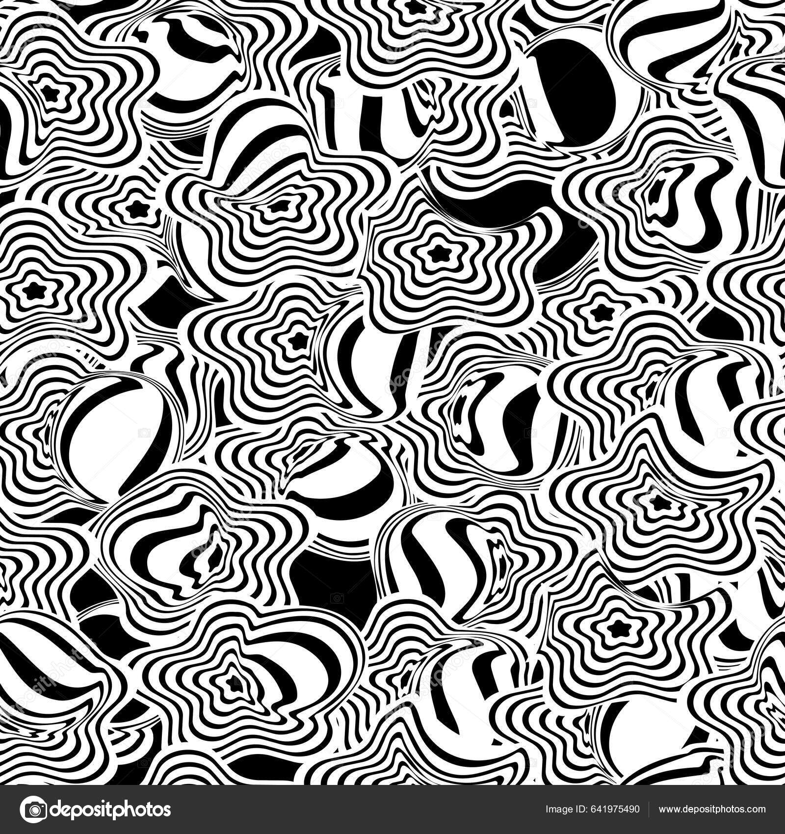 Psychedelic Seamless Background Trippy Black White Graphic Design ...