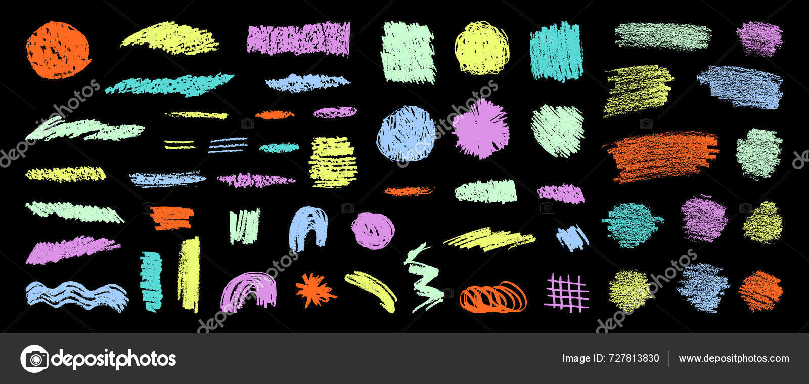 Kids Chalk Scribbles Pastel Colors Dry Pastel Smears Scrawls Scratches ...