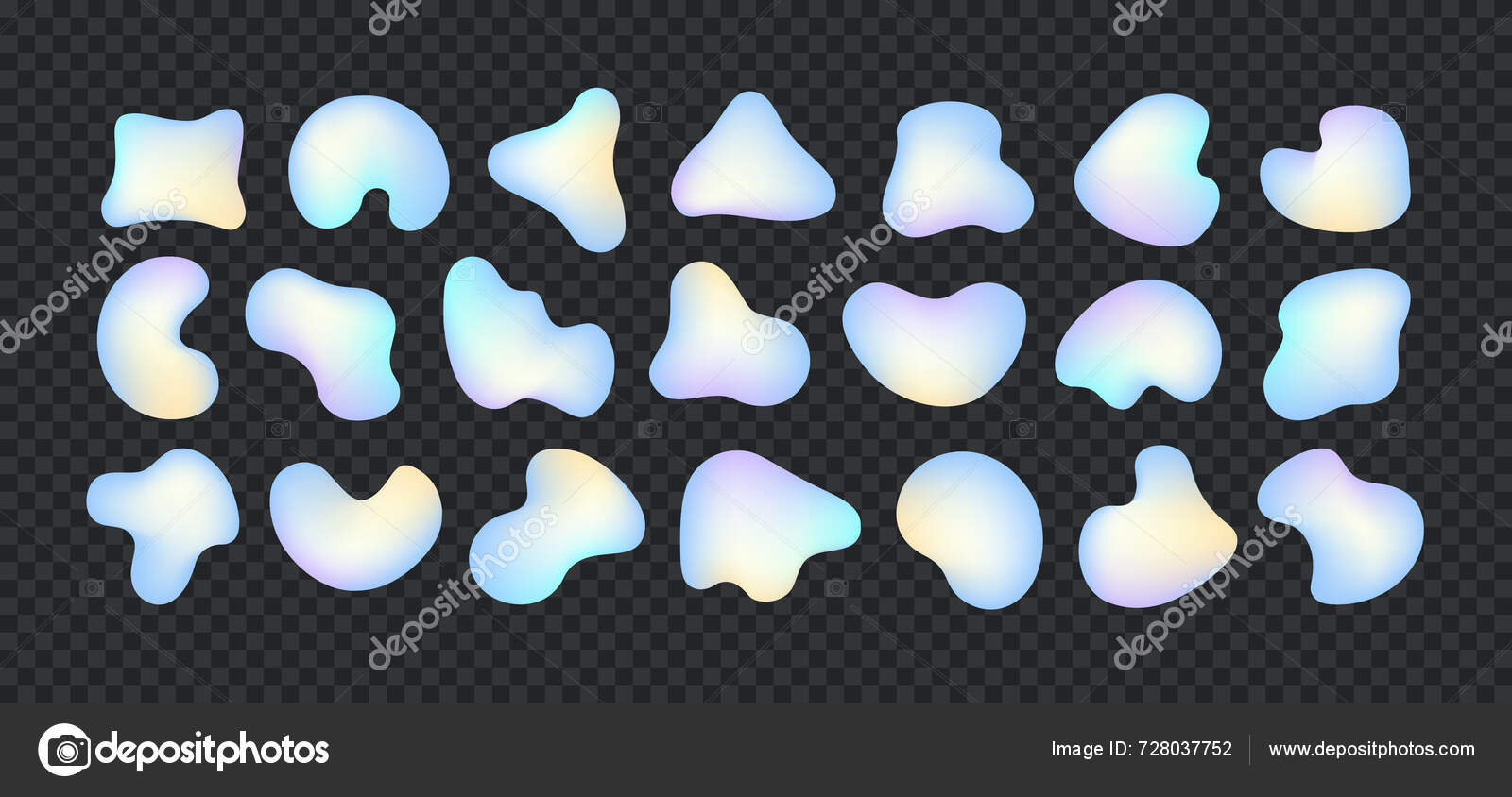 Set Vector Holographic Amoeba Shapes Modern Free Form Design Elements ...