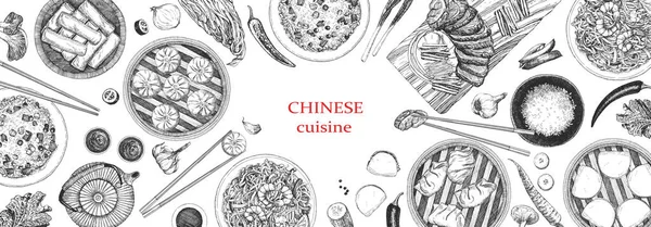 Chinese Restaurant Menu Hand Drawn Illustration Dishes Products Ink ...