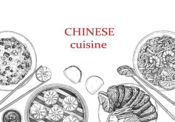 Chinese Restaurant Menu Hand Drawn Illustration Dishes Products Ink ...