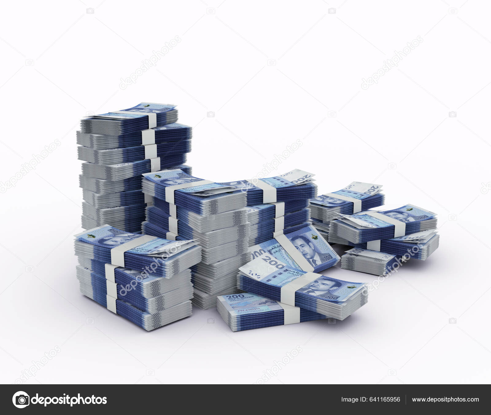 Stack Moroccan Dirham Notes Rendering Bundles Money Isolated White ...