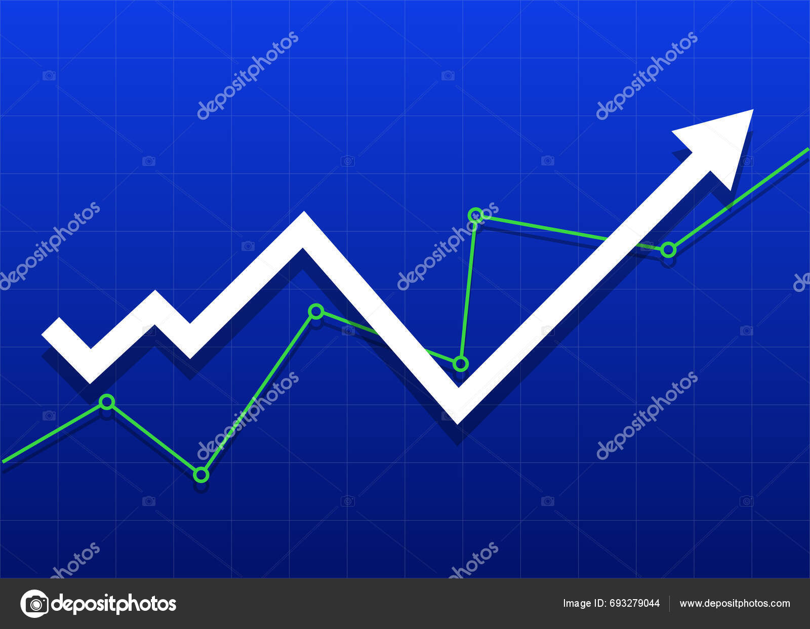 White Arrow Pointing Rebound Represents Financial Profit Chart Stock ...