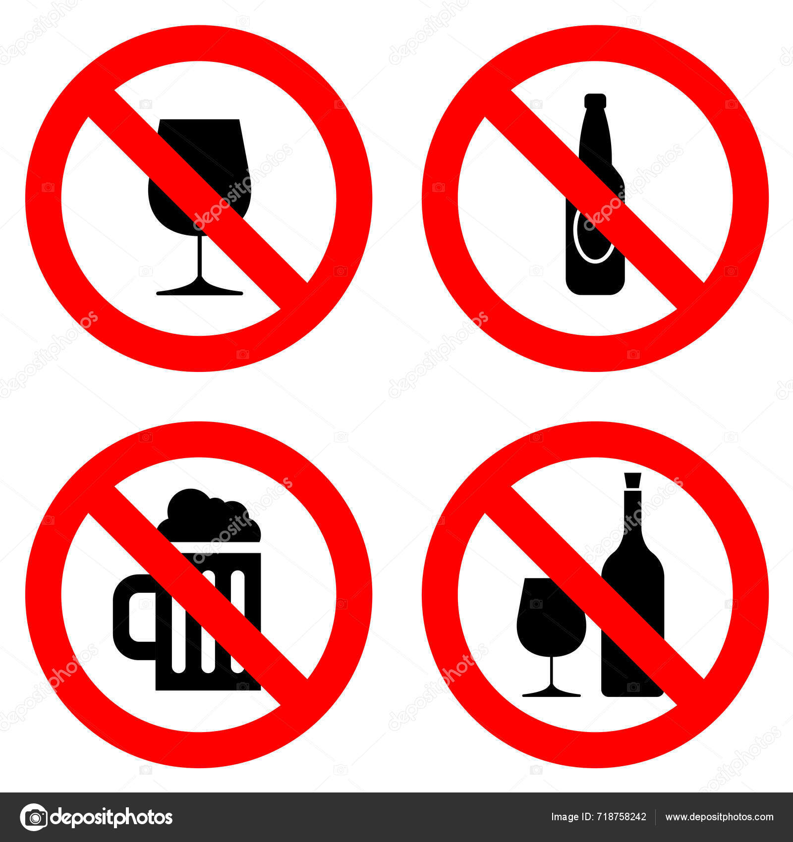 Alcohol Cerveza Signo Alcohol Prohibido Prohibido Beber Alcohol Vector ...