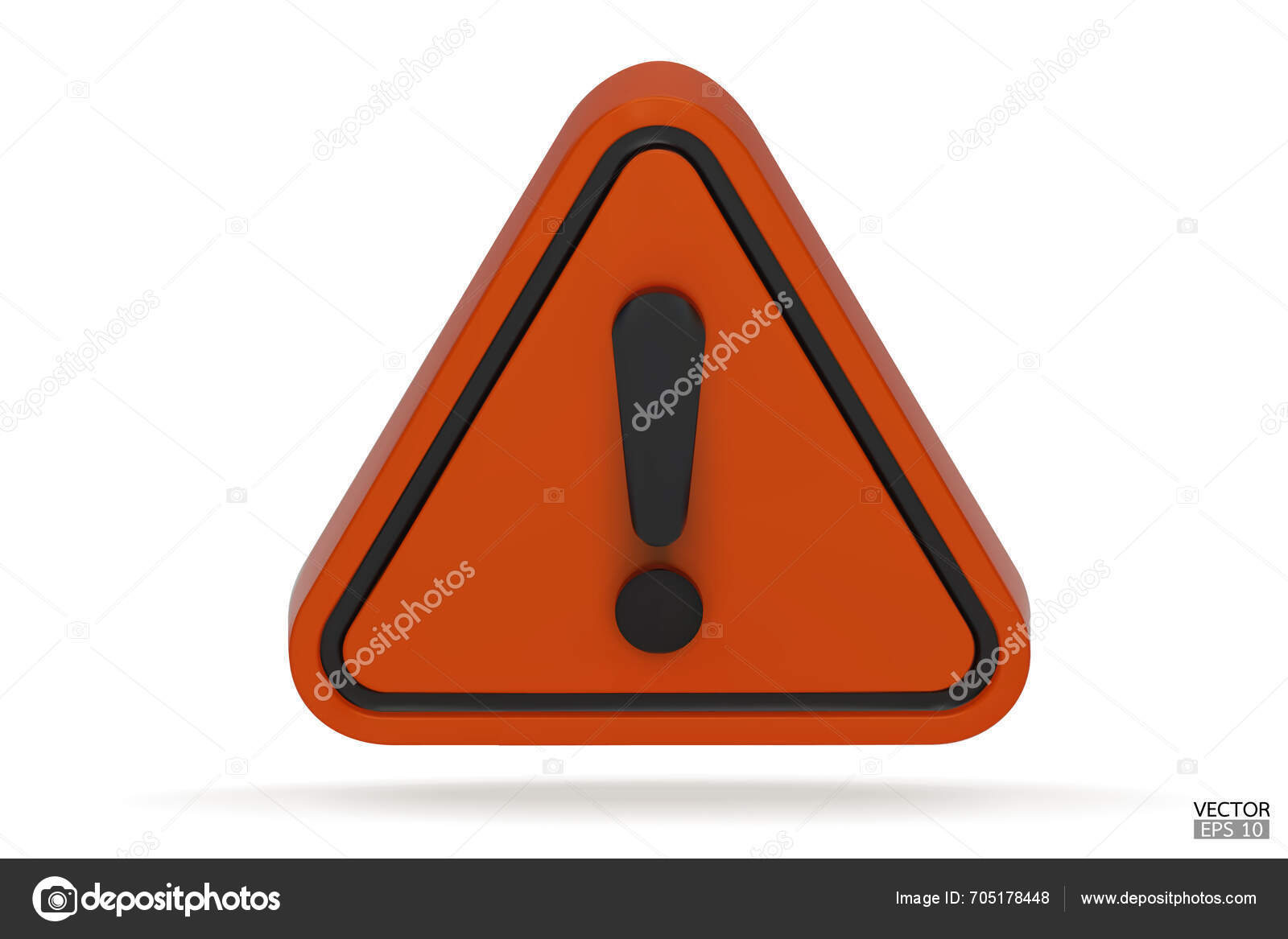 Realistic Orange Triangle Warning Sign Isolated White Background Hazard ...