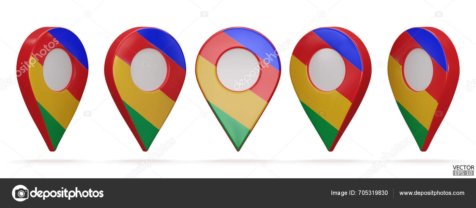 Set Map Pointer Isolated White Background Color Pattern Location Pin ...