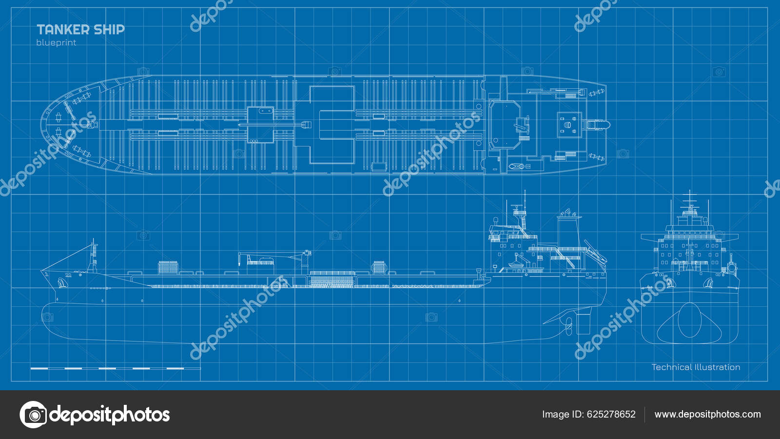Tankfartyg Skiss Ritning Contour Lastfartyg Industriell Ritning ...