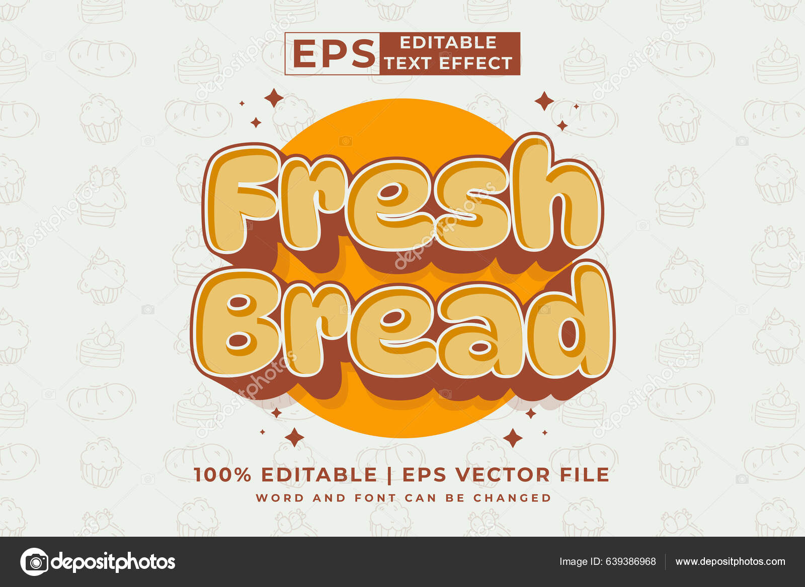 Editable Text Effect Fresh Bread Cartoon Template Style Premium Vector Vector de stock por ...