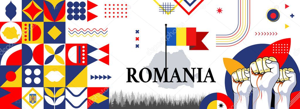 Mapa y bandera de romania bandera nacional o día de la independencia ...