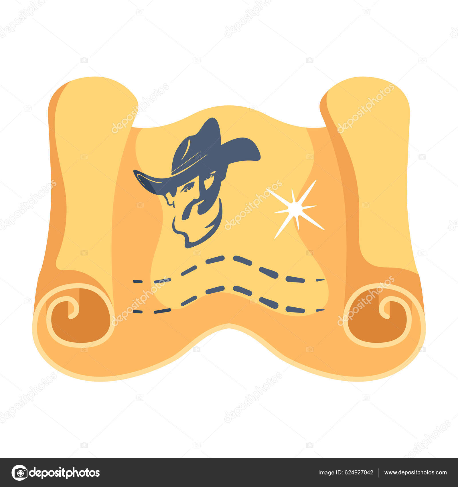Paper Roll Cowboy Vector Illustration White Background Stock Vector by ...