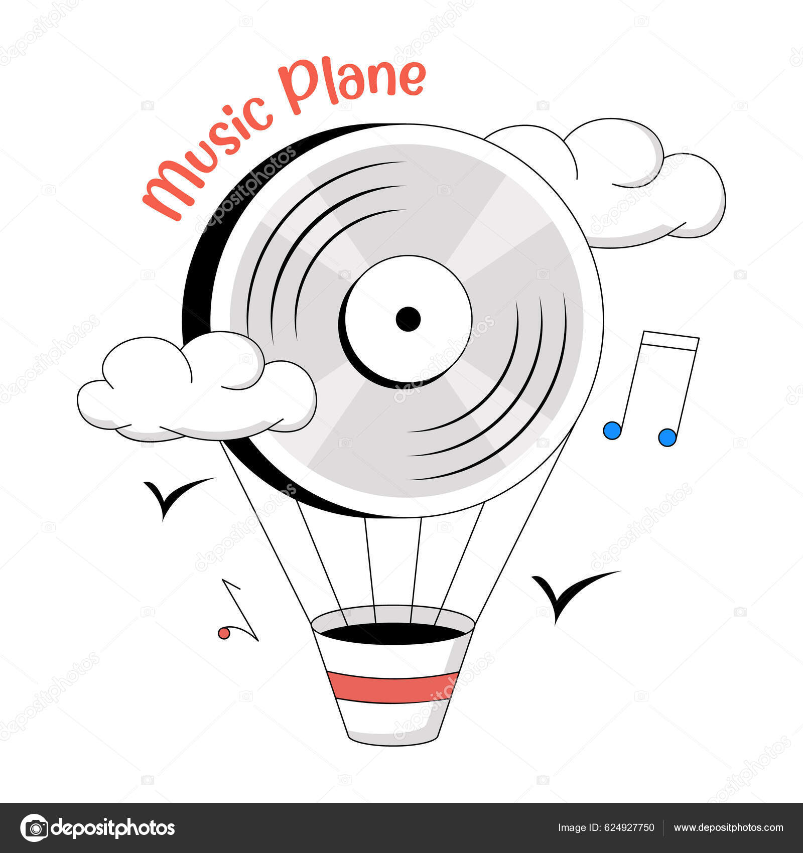 Music Plane Vector Illustration Stock Vector by ©vectorsmarket 624927750