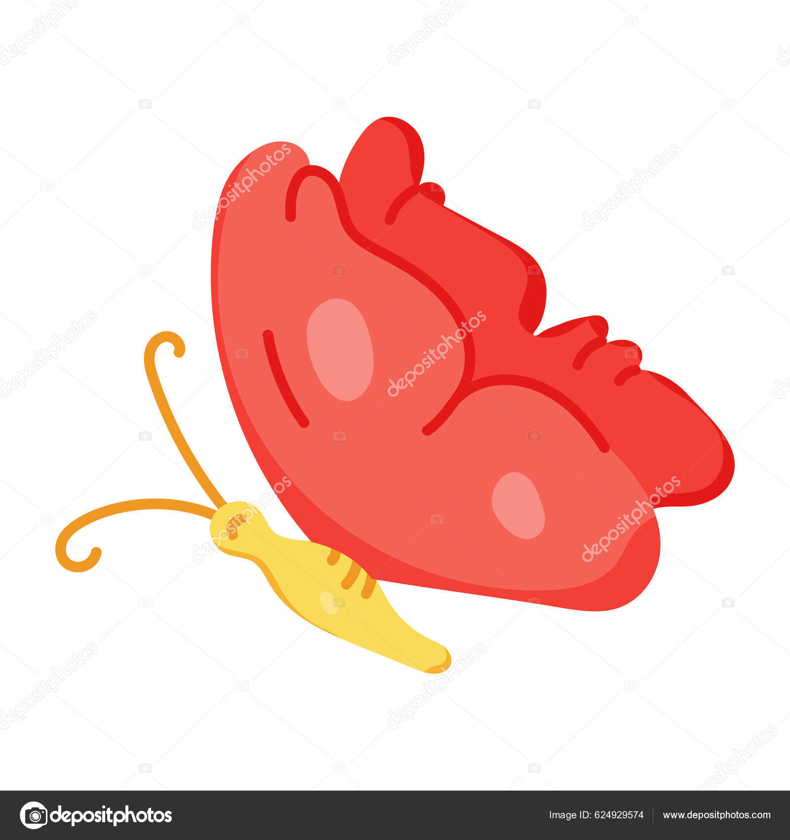 Vector Illustration Cute Cartoon Red Butterfly Stock Vector by ...