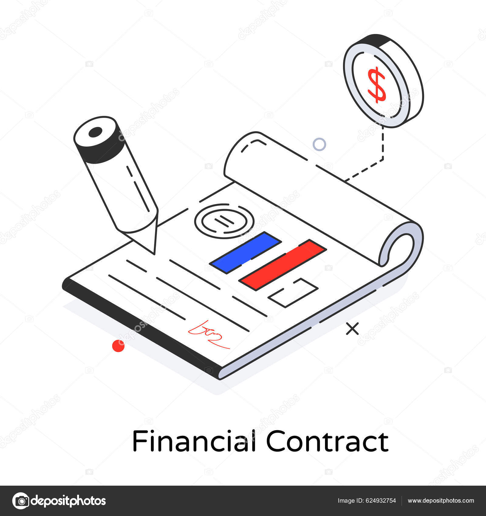 Contrato Financiero Ilustración Vectorial Sobre Fondo Blanco Vector de ...