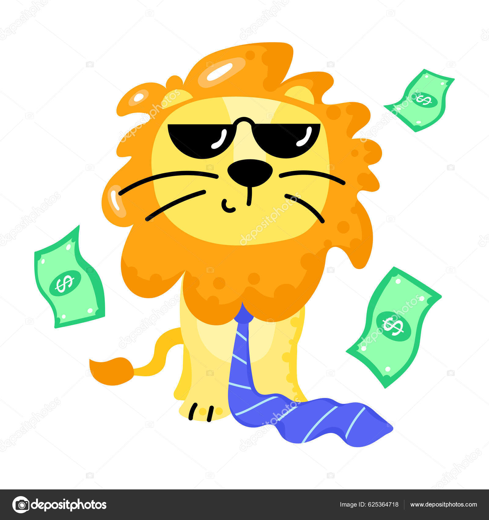 Cute Cartoon Lion Money Stock Vector by ©vectorsmarket 625364718