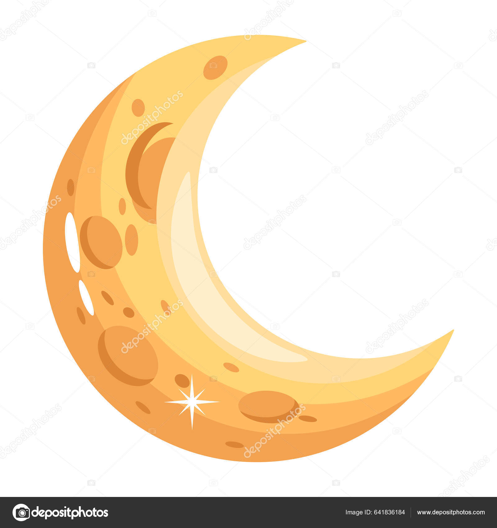 Moon Icon Flat Style Isolated White Background Vector Illustration ...