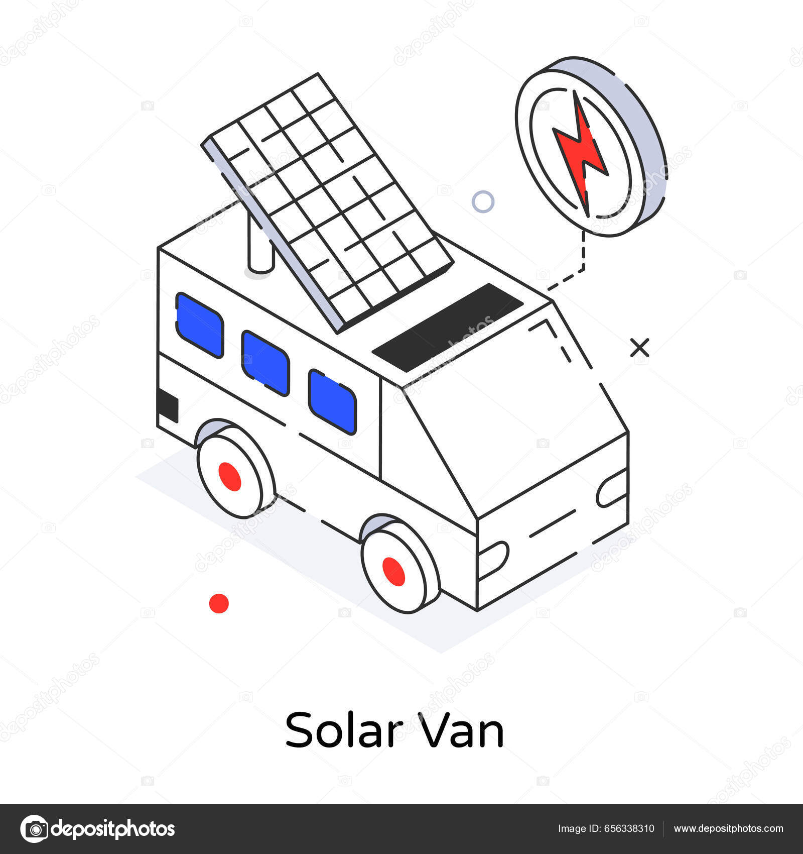 Solar Van Vector Illustration Simple Design Stock Vector by ...