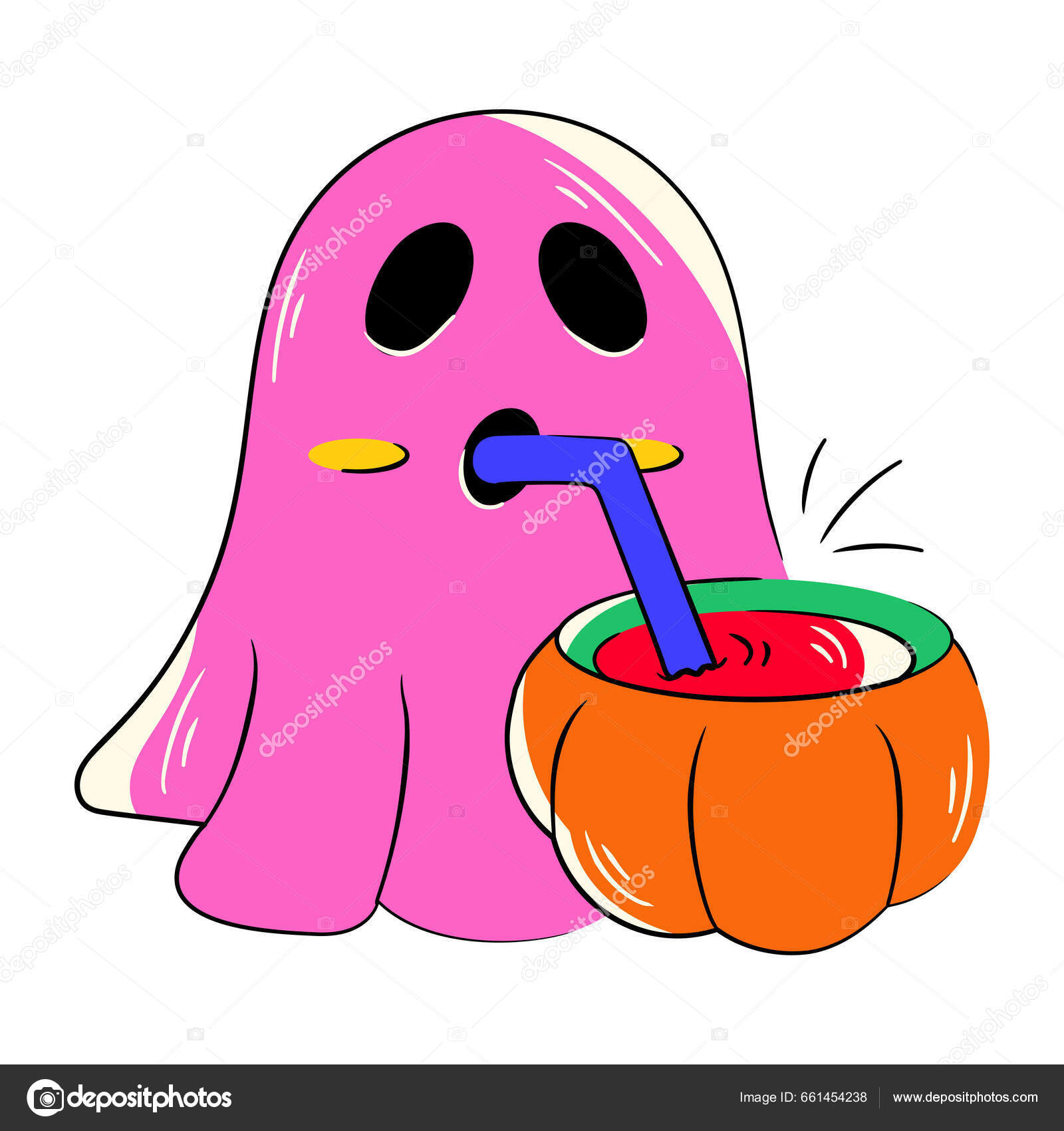 Ghost Drinking Premium Flat Sticker Stock Vector by ©vectorsmarket ...