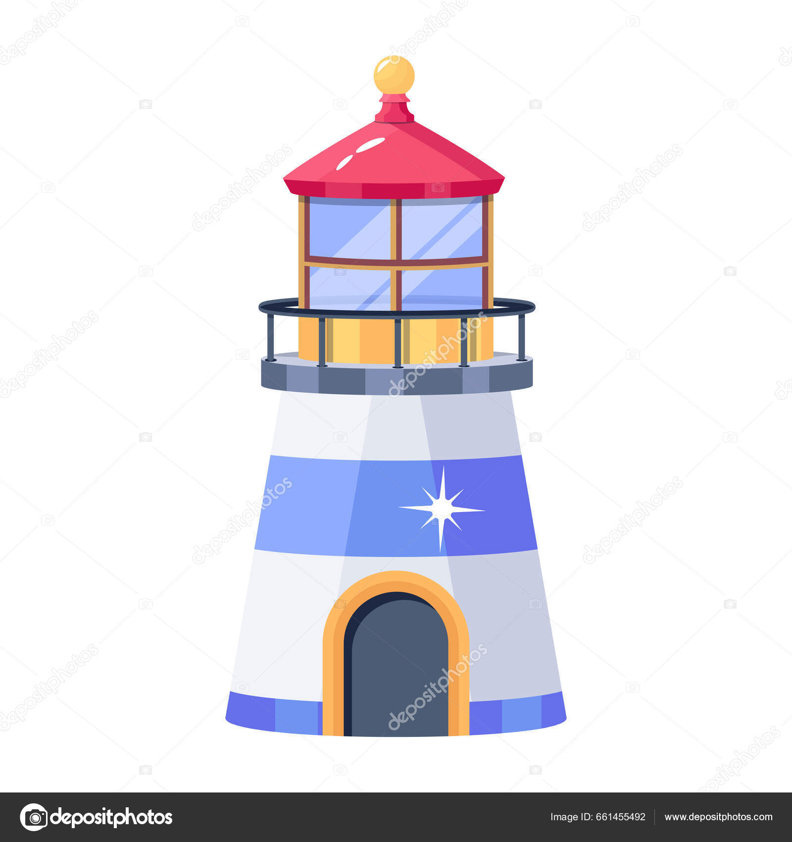 Vector Dibujos Animados Estilo Faro Aislado Sobre Fondo Blanco ...