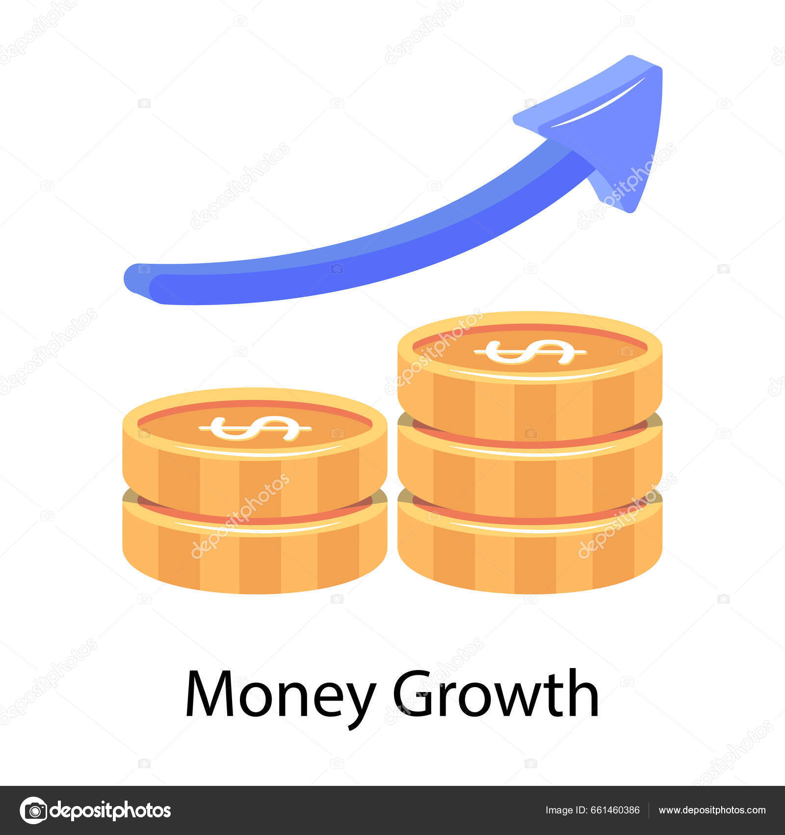 Money Concept Growth Graph Money Coins Cash Vector Illustration Stock ...