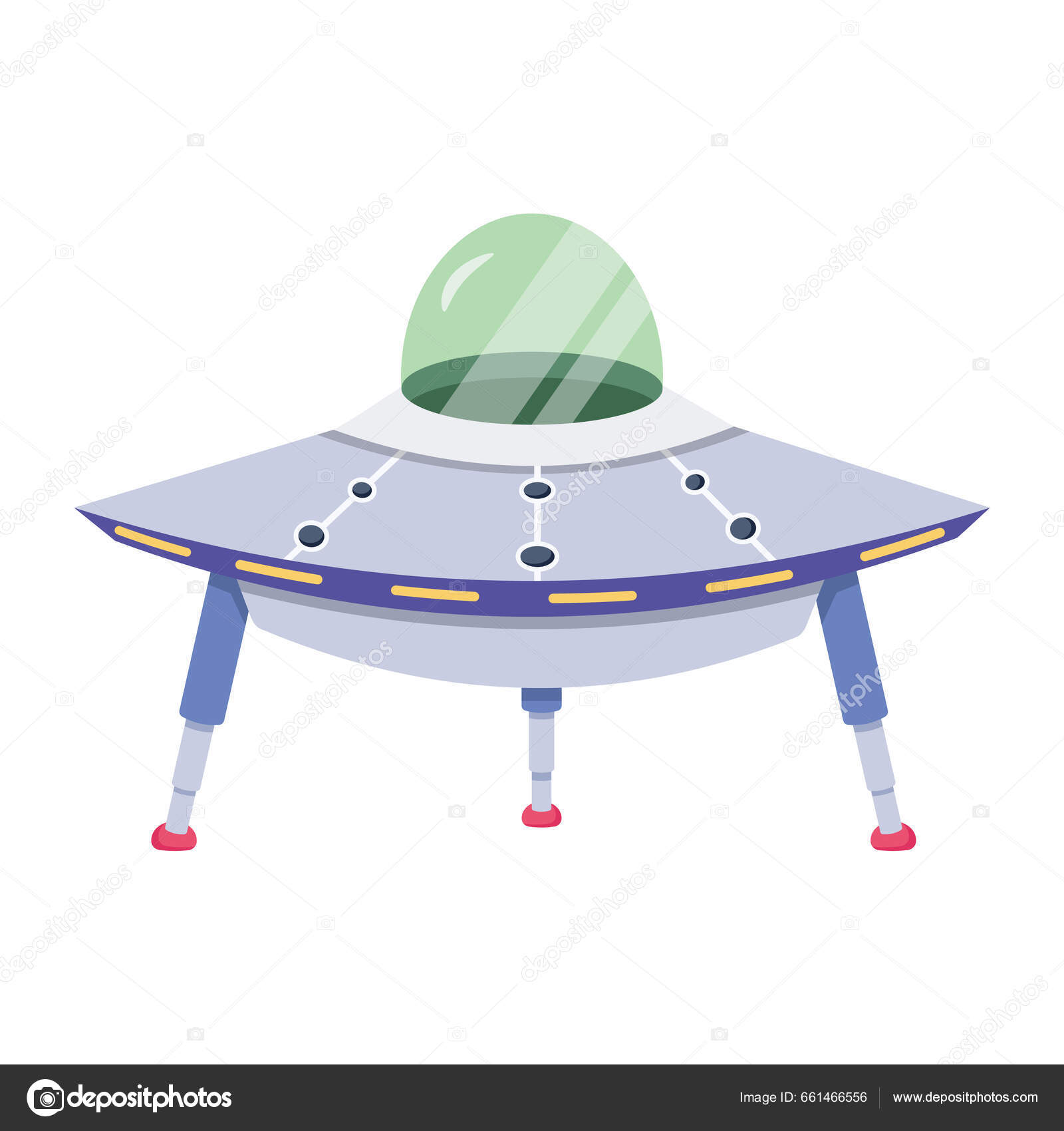 Vector Cartoon Spaceship Icon Isolated White Background Stock Vector by ...