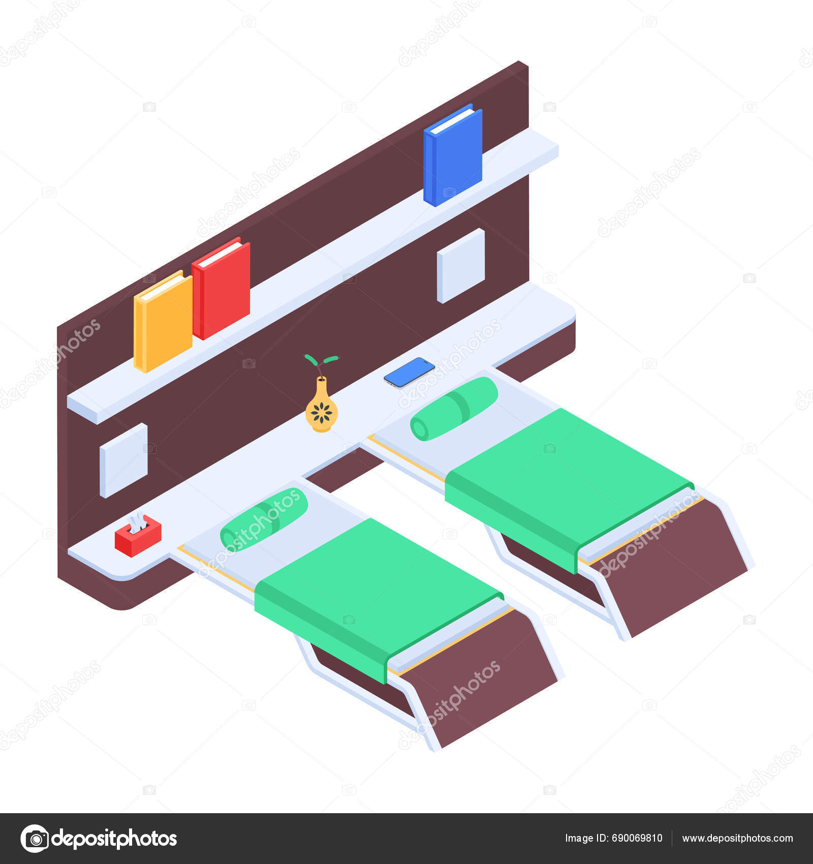 Beds Isometric Icon White Background Stock Vector by ©vectorsmarket ...