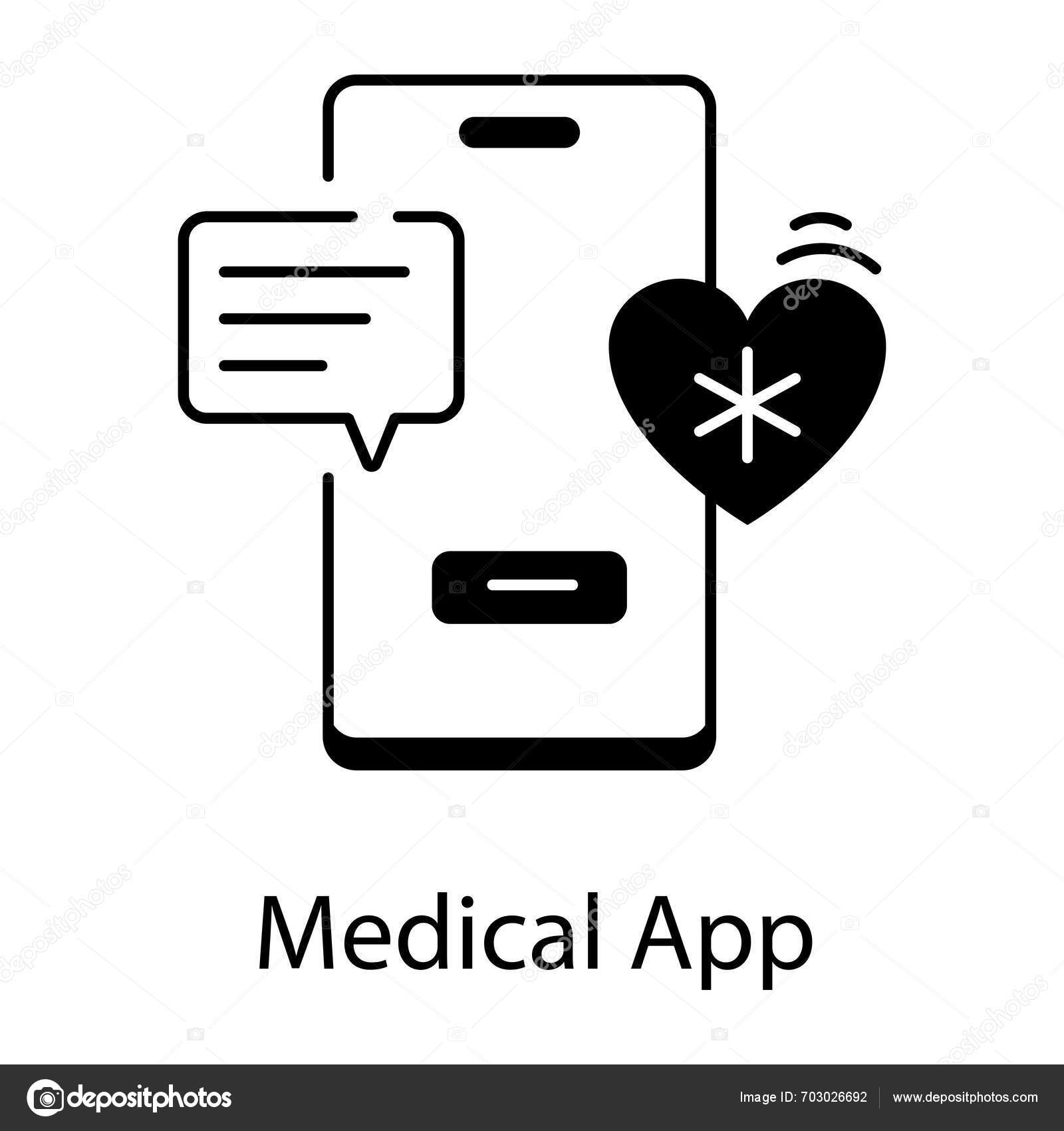 Medical App Smartphone Icon Vector Illustration White Background Stock ...